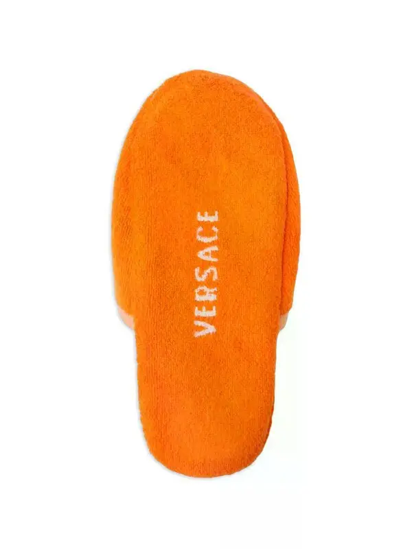 Versace Graphic Detail Towelling Slippers - Orange