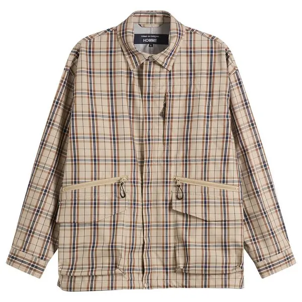 Comme Des Garçons Check Triple Layer Jacket - Beige/navy/brown