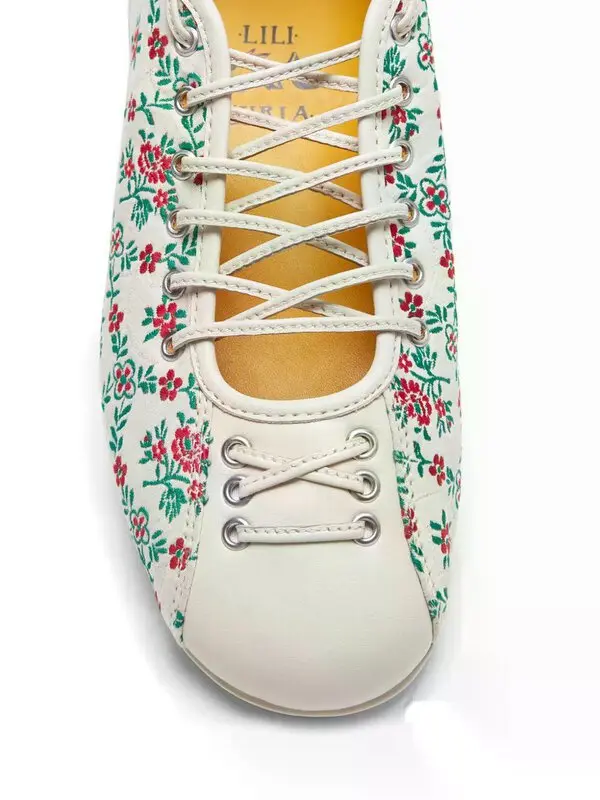 LILI CURIA Isolde Floral Lace-up Ballet Sneakers
