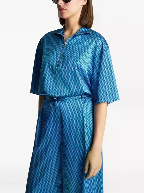 Fusalp Zip-neck T-shirt With Diamond Pattern