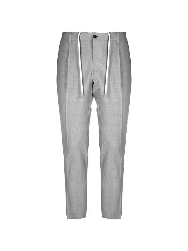 BE ABLE Riccardo Drawstring Pleated Trousers - Grey