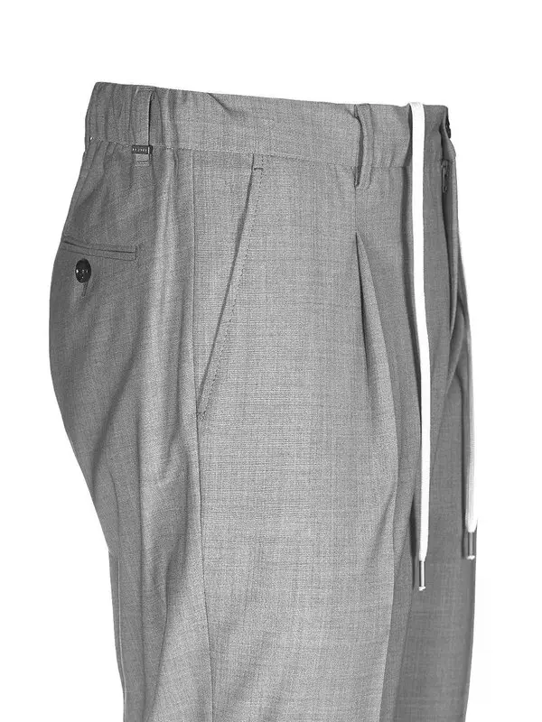 BE ABLE Riccardo Drawstring Pleated Trousers - Grey