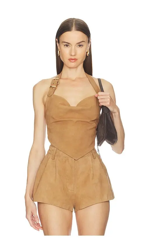 Retrofete Windsor Suede Halter Top - Tan