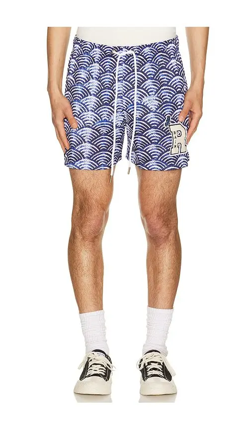 RYOKO RAIN Seigaiha Waves Print Shorts