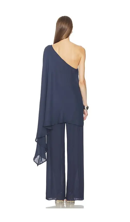 Cult Gaia One Shoulder Asymmetrical Crepe Top - Navy