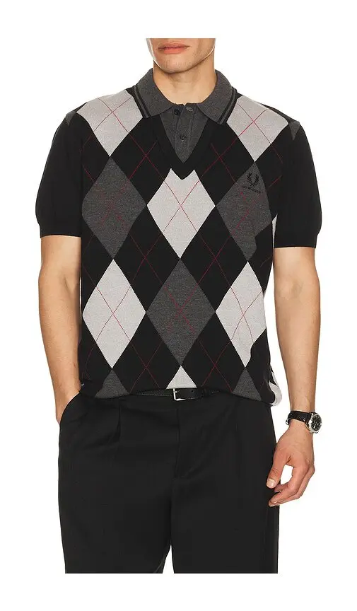 Fred Perry X Kris Van Assche Argyle Knitted Shirt