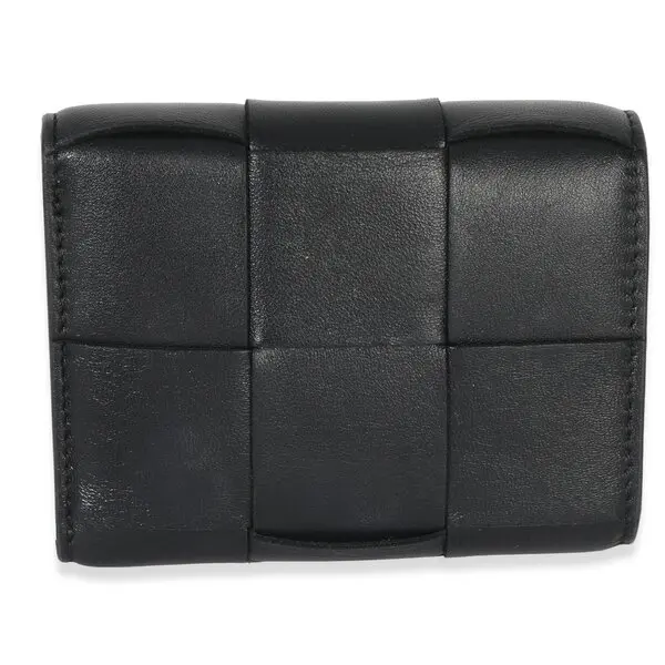 Bottega Veneta Cassette Intrecciato Trifold Wallet - Black
