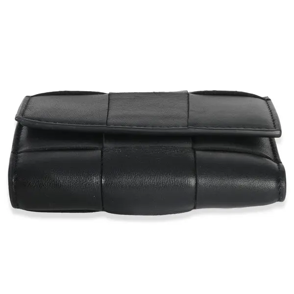 Bottega Veneta Cassette Intrecciato Trifold Wallet - Black