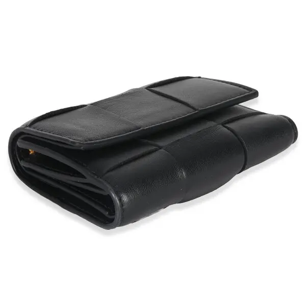 Bottega Veneta Cassette Intrecciato Trifold Wallet - Black
