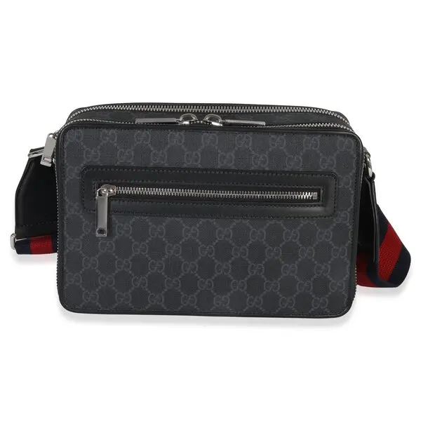 Gucci Gg Supreme Canvas Web Crossbody - Black