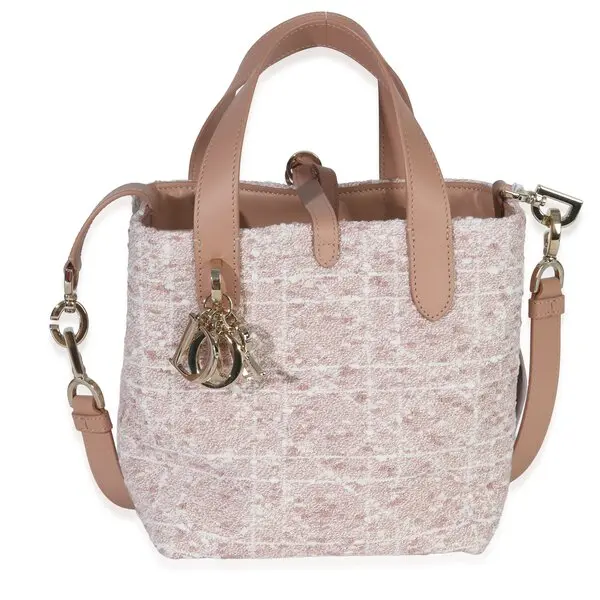 Dior Rose Des Vents Tweed Toujours Vertical Tote - Pink