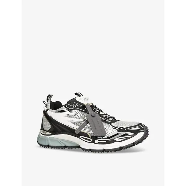 Off-White Mesh And Faux-leather Low-top Trainers - Grey/dark