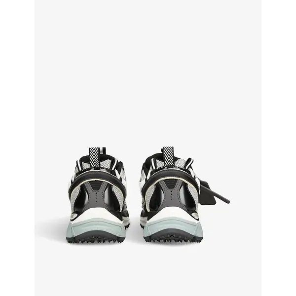 Off-White Mesh And Faux-leather Low-top Trainers - Grey/dark