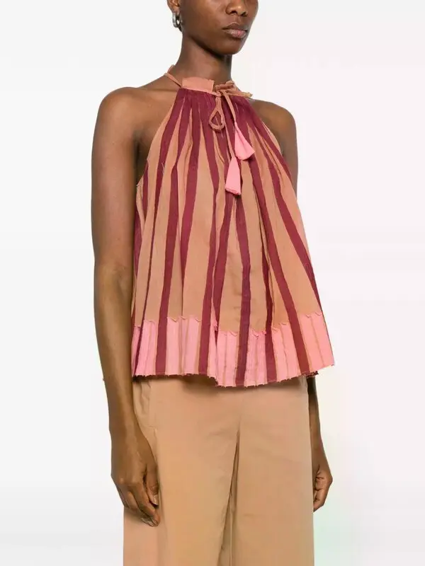 NIU Striped Tassel Blouse