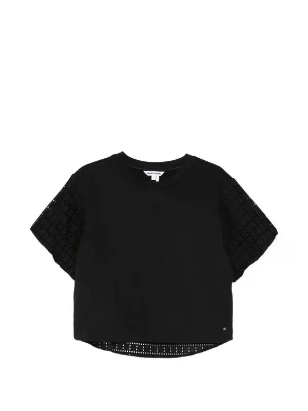 Dkny Openwork Sleeve T-shirt - Black
