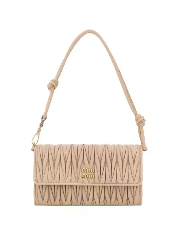 Miu Miu Matelassé Quilted Nappa Leather Wallet - Neutrals