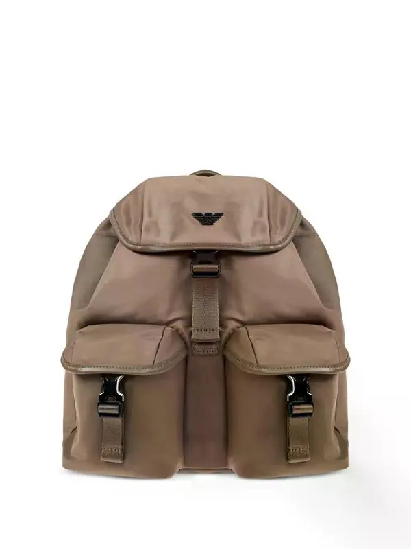 Emporio Armani Buckle Flap Backpack - Brown
