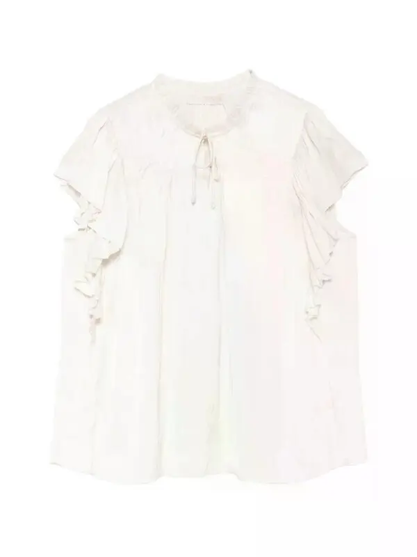Ulla Johnson Agosta Flutter-sleeve Blouse - Neutrals