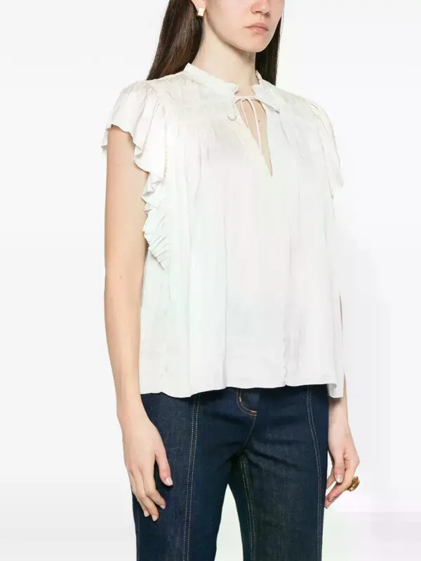 Ulla Johnson Agosta Flutter-sleeve Blouse - Neutrals