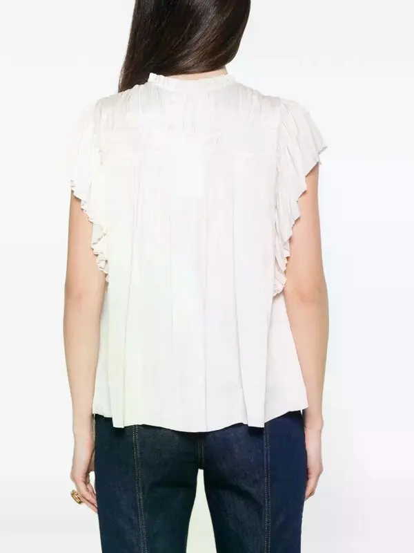 Ulla Johnson Agosta Flutter-sleeve Blouse - Neutrals