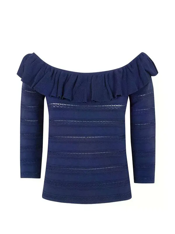BLUGIRL Ruffled Off-shoulder Sweater