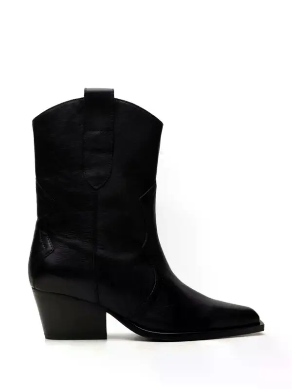 Free People Leather Cowboy Boots - Black