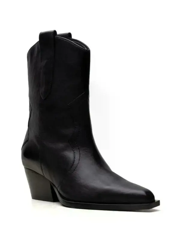 Free People Leather Cowboy Boots - Black