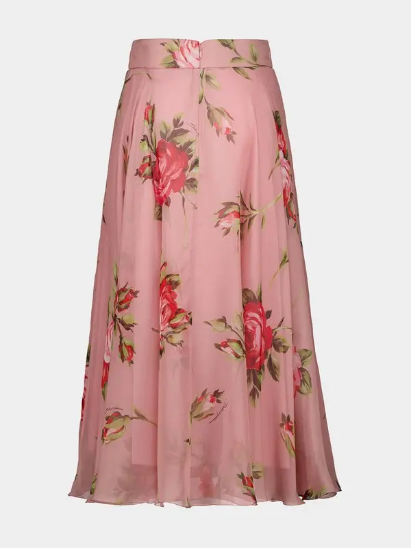 Dolce & Gabbana Rose Bouquet Print Silk Skirt