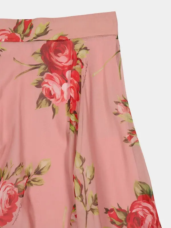 Dolce & Gabbana Rose Bouquet Print Silk Skirt