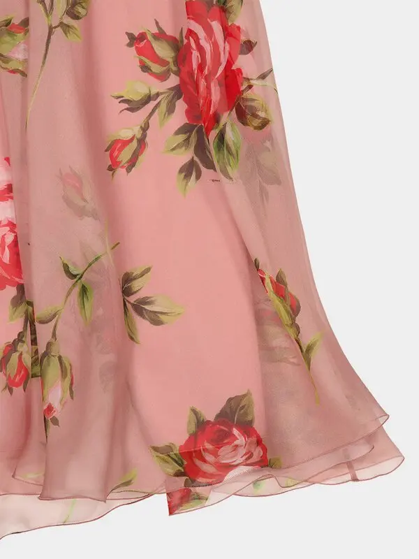 Dolce & Gabbana Rose Bouquet Print Silk Skirt