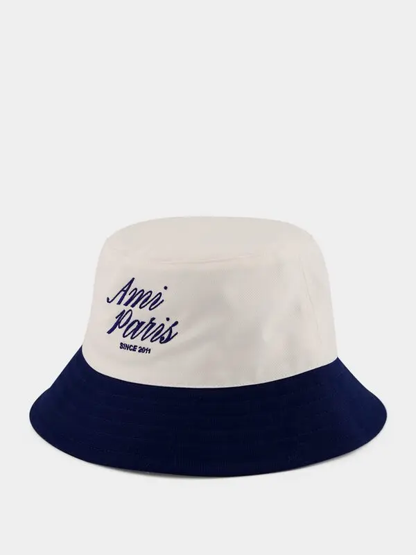 AMI Paris Cotton Bucket Hat - Blue