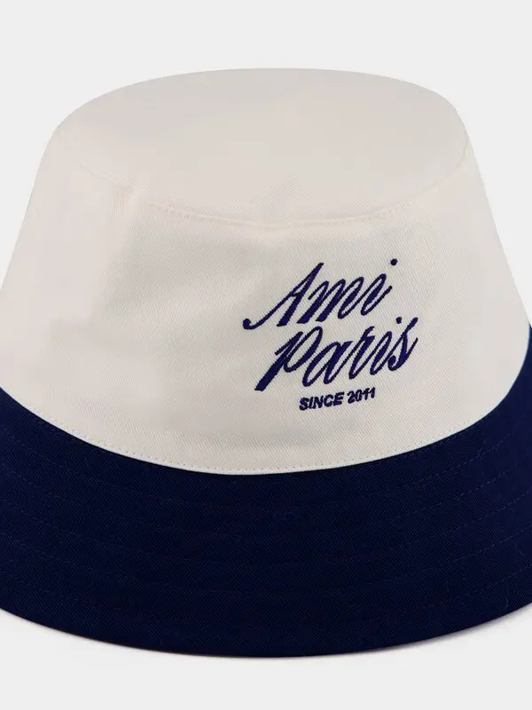 AMI Paris Cotton Bucket Hat - Blue