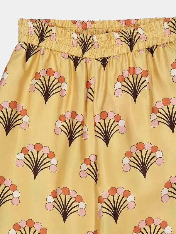La DoubleJ Printed Silk Palazzo Trousers - Yellow