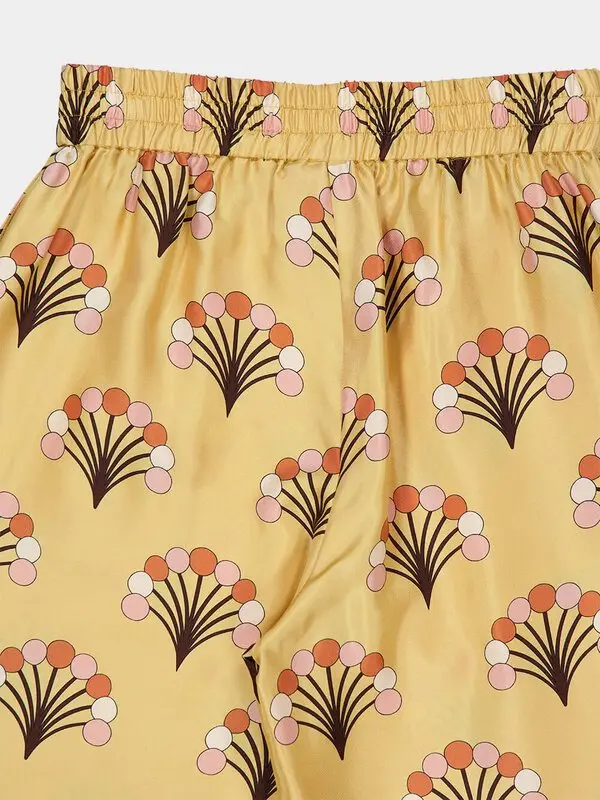 La DoubleJ Printed Silk Palazzo Trousers - Yellow