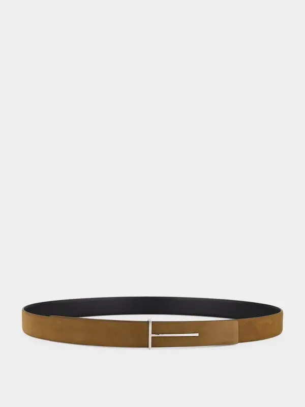 TOM FORD Suede Calf Leather Belt - Brown