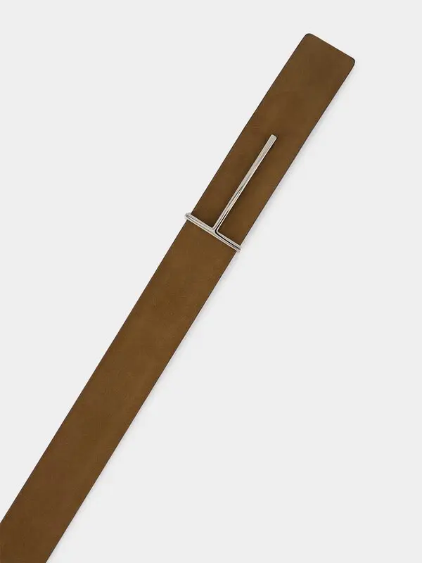 TOM FORD Suede Calf Leather Belt - Brown