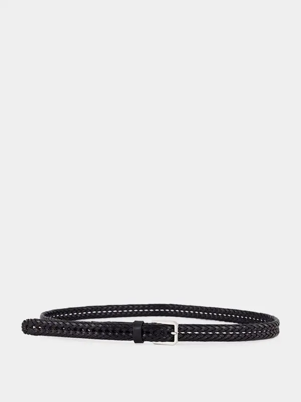TOM FORD Woven Calf Leather Belt - Black