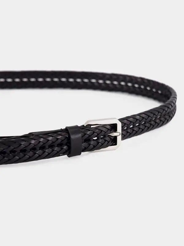 TOM FORD Woven Calf Leather Belt - Black