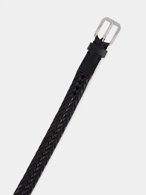 TOM FORD Woven Calf Leather Belt - Black