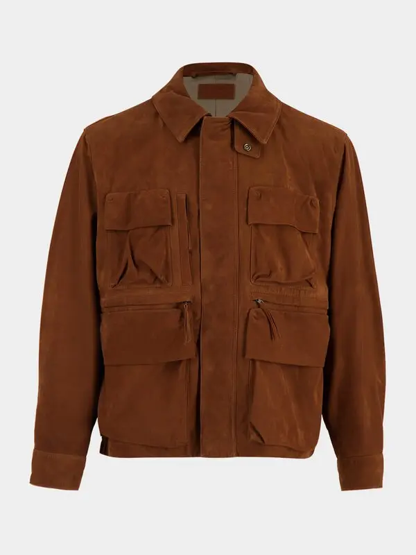 LEMAIRE Cigar Nubuck Reporter Jacket - Brown