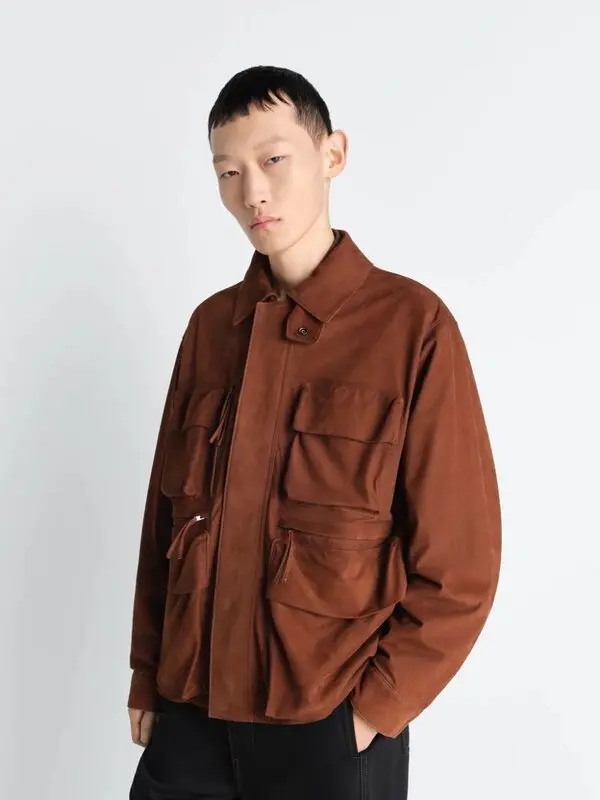 LEMAIRE Cigar Nubuck Reporter Jacket - Brown