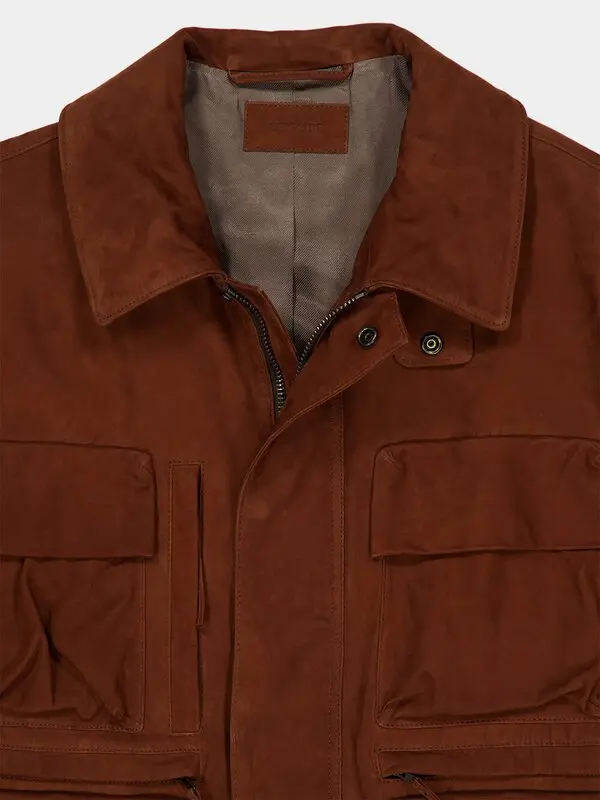 LEMAIRE Cigar Nubuck Reporter Jacket - Brown