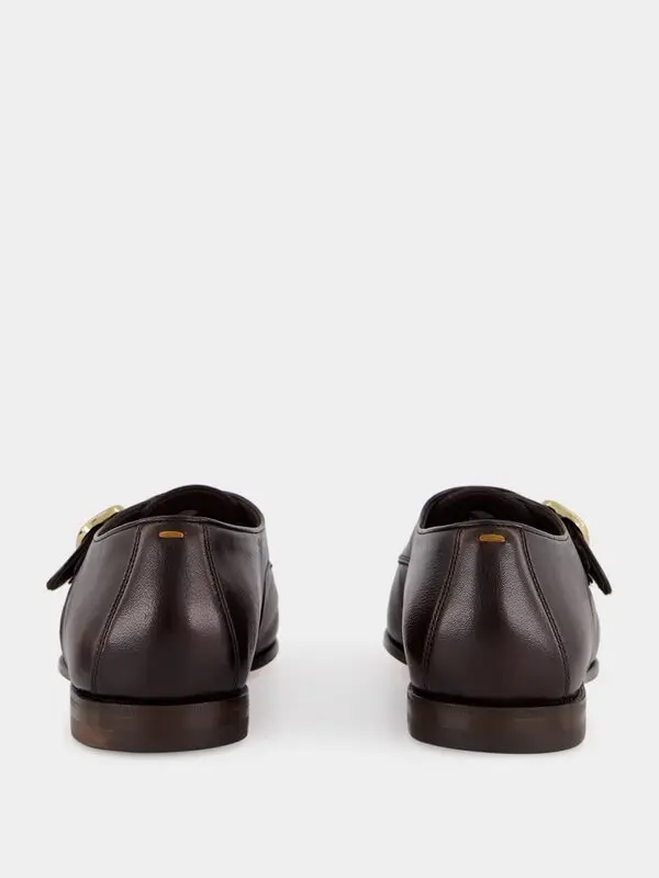 Santoni Leather Single Monk Strap Shoes