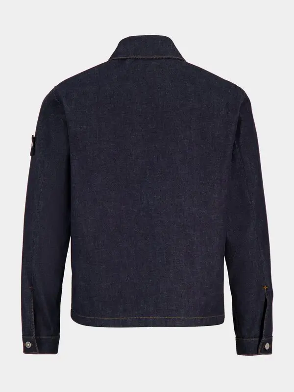 Stone Island Indigo Raw Denim Coach Jacket - Blue