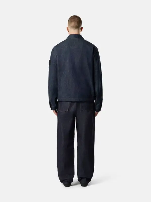 Stone Island Indigo Raw Denim Coach Jacket - Blue