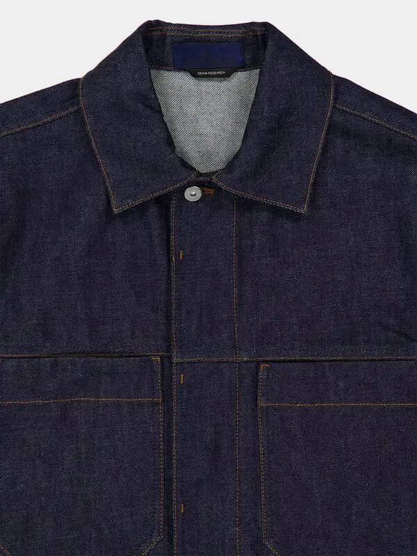 Stone Island Indigo Raw Denim Coach Jacket - Blue