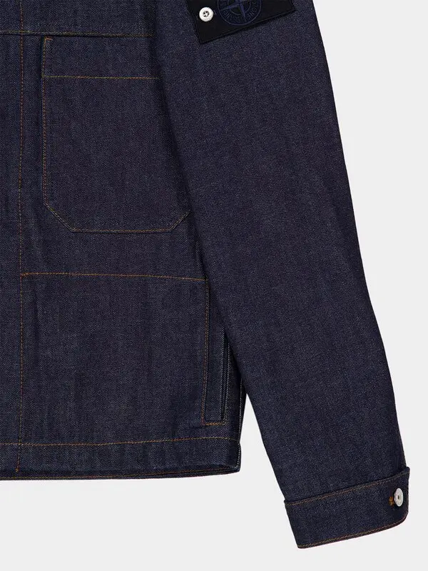 Stone Island Indigo Raw Denim Coach Jacket - Blue