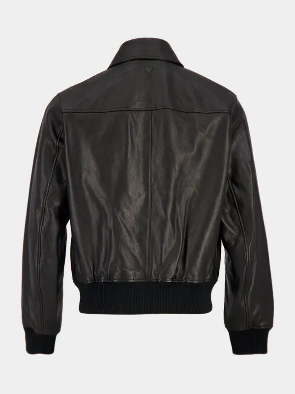 AMI Paris Lamb Leather Zipped Jacket
