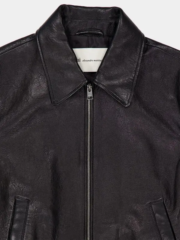 AMI Paris Lamb Leather Zipped Jacket