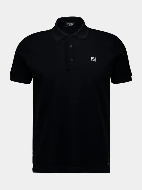 Fendi Cotton Piqué Slim Fit Polo Shirt - Black